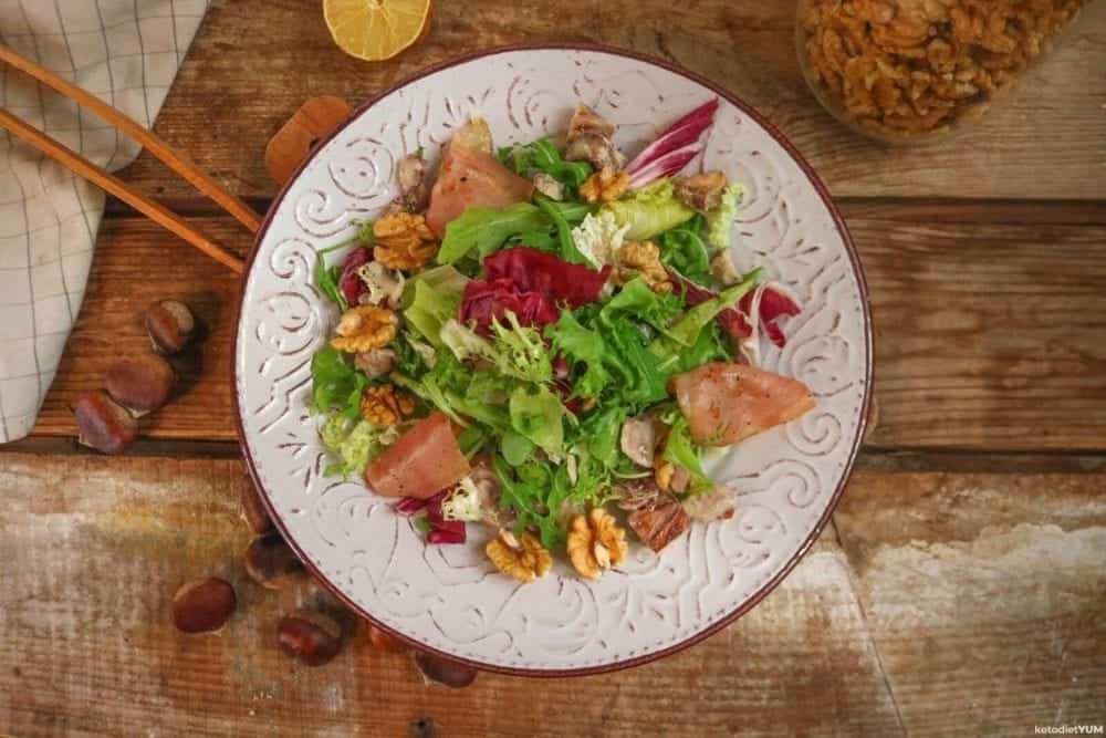 Easy Pancetta Salad With Walnuts & Chestnuts - Keto Diet Yum