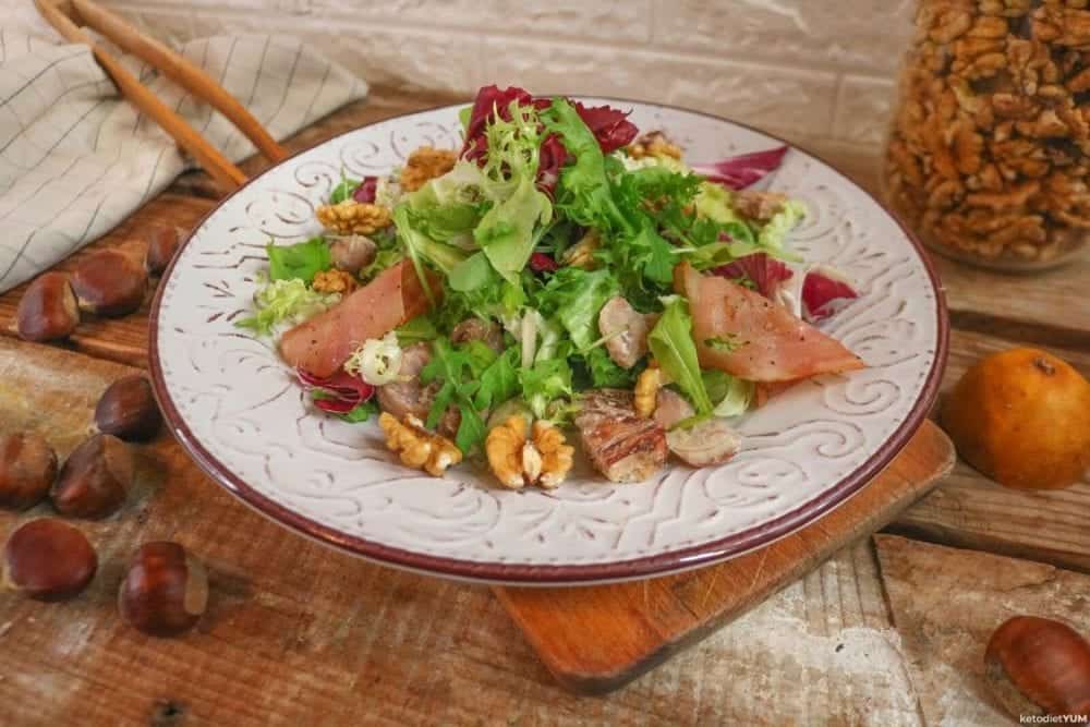 Easy Pancetta Salad With Walnuts & Chestnuts - Keto Diet Yum