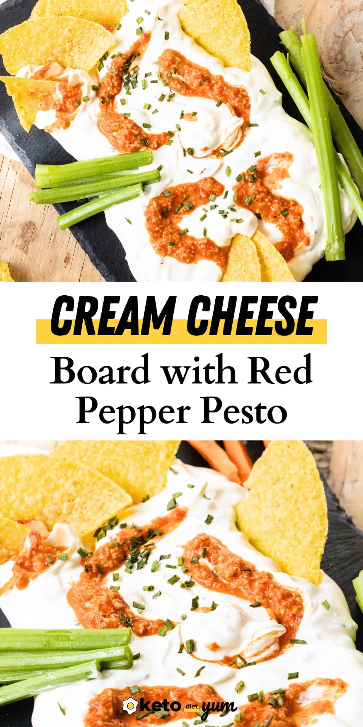 Keto Cream Cheese Board With Roasted Red Pepper Pesto