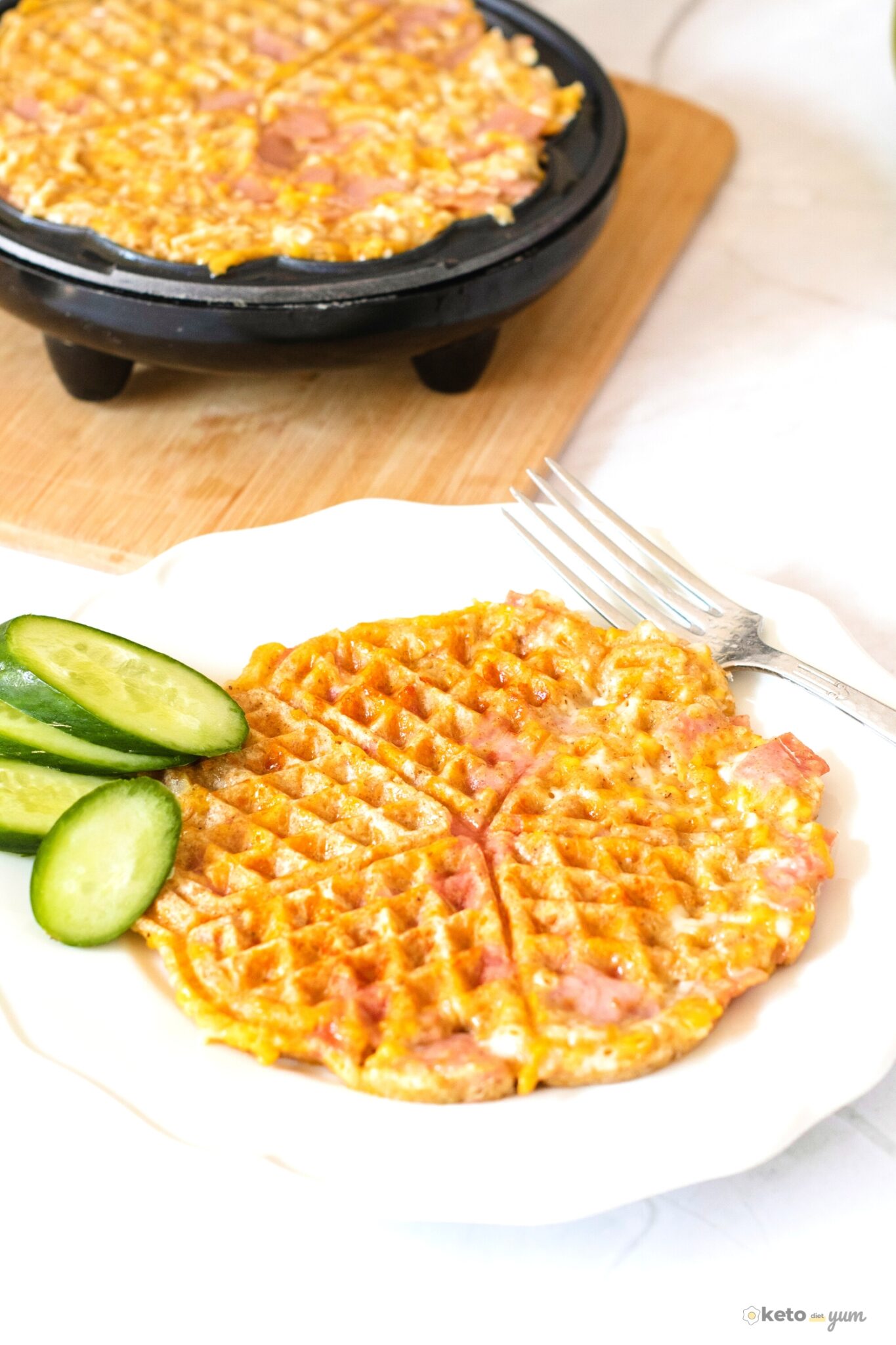 Keto Ham And Cheese Chaffles (Low-Carb Breakfast)